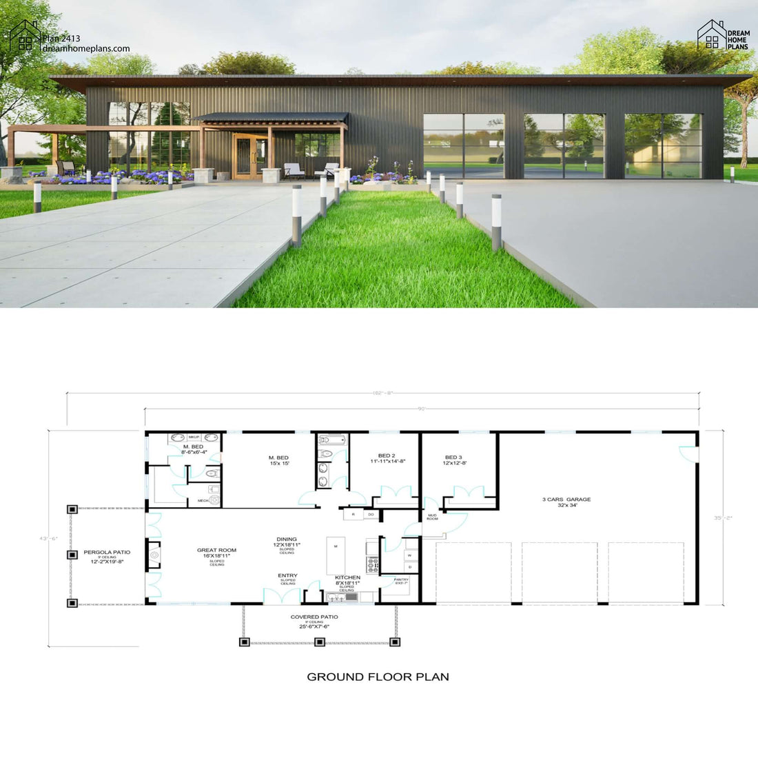 Dream Home Plans | 1575 sq ft Barndominium Modern Farmhouse